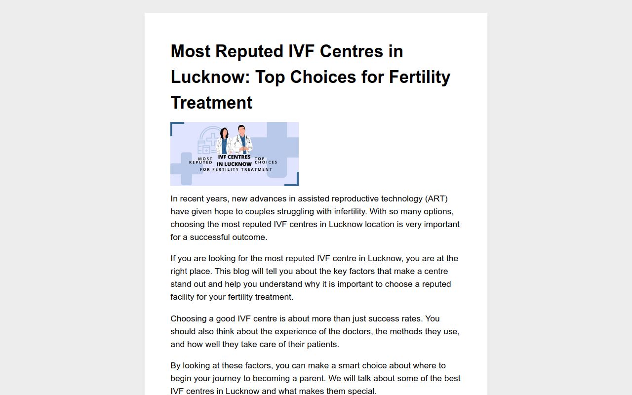 Most Reputed IVF Centres in Lucknow: Top Choices for Fertility